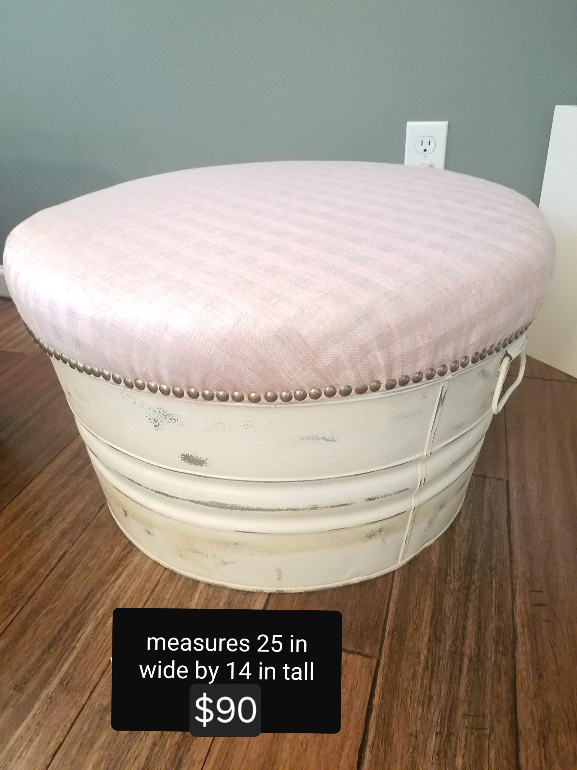 Pink Metal Tub Ottoman with Storage - Sooo Creative Designs Decor