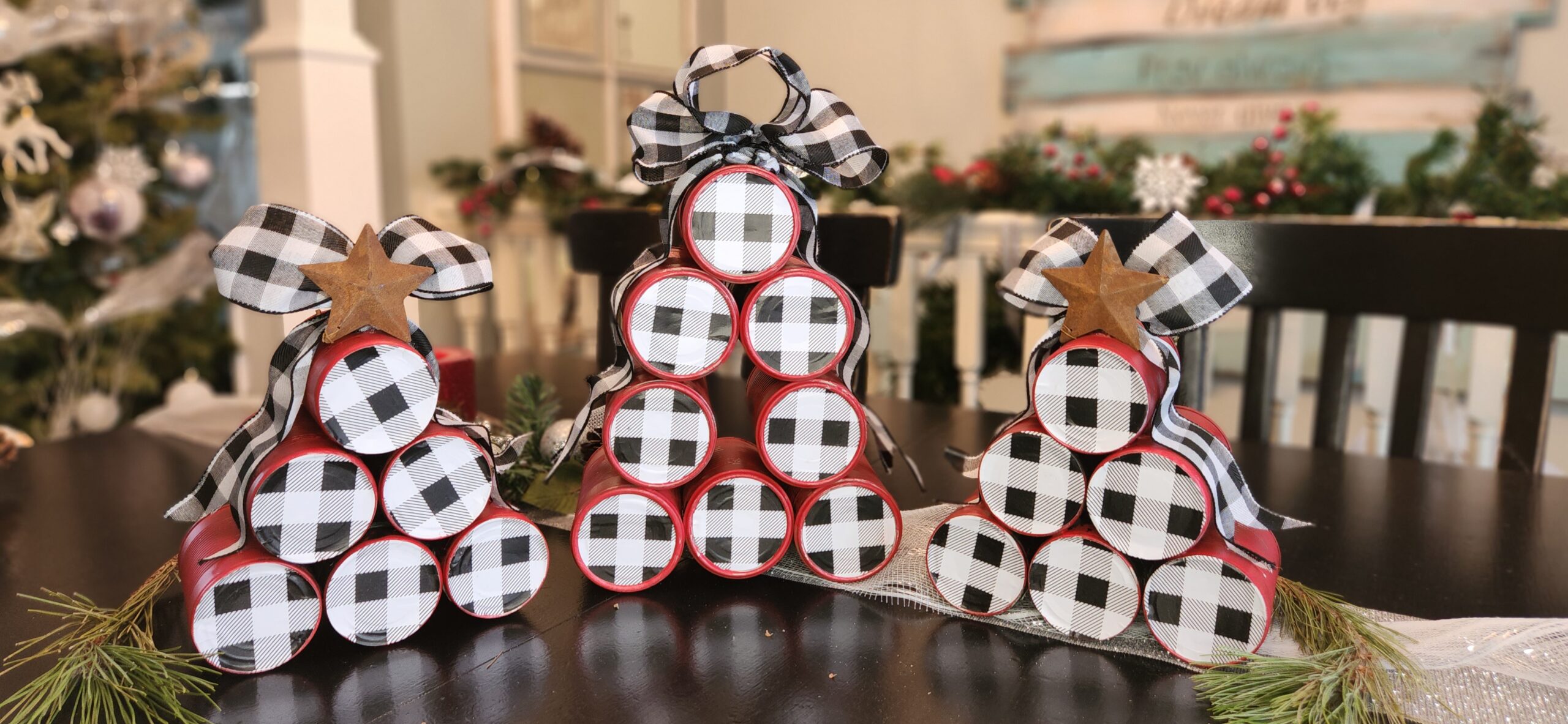 Buffalo Check Tin Christmas Tree - Sooo Creative Designs Decor