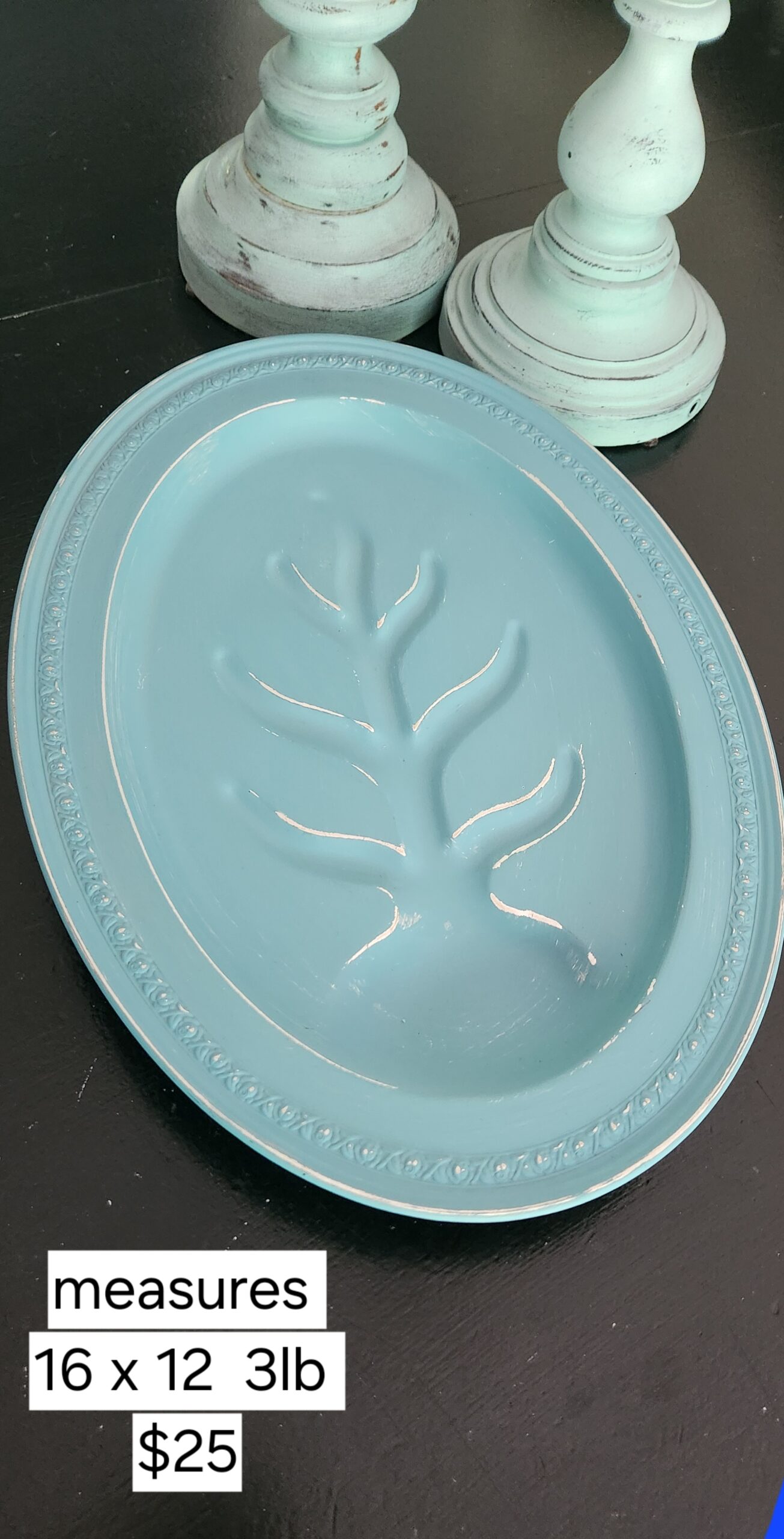 Metal Blueish Green Decorative Platter - Sooo Creative Designs Decor