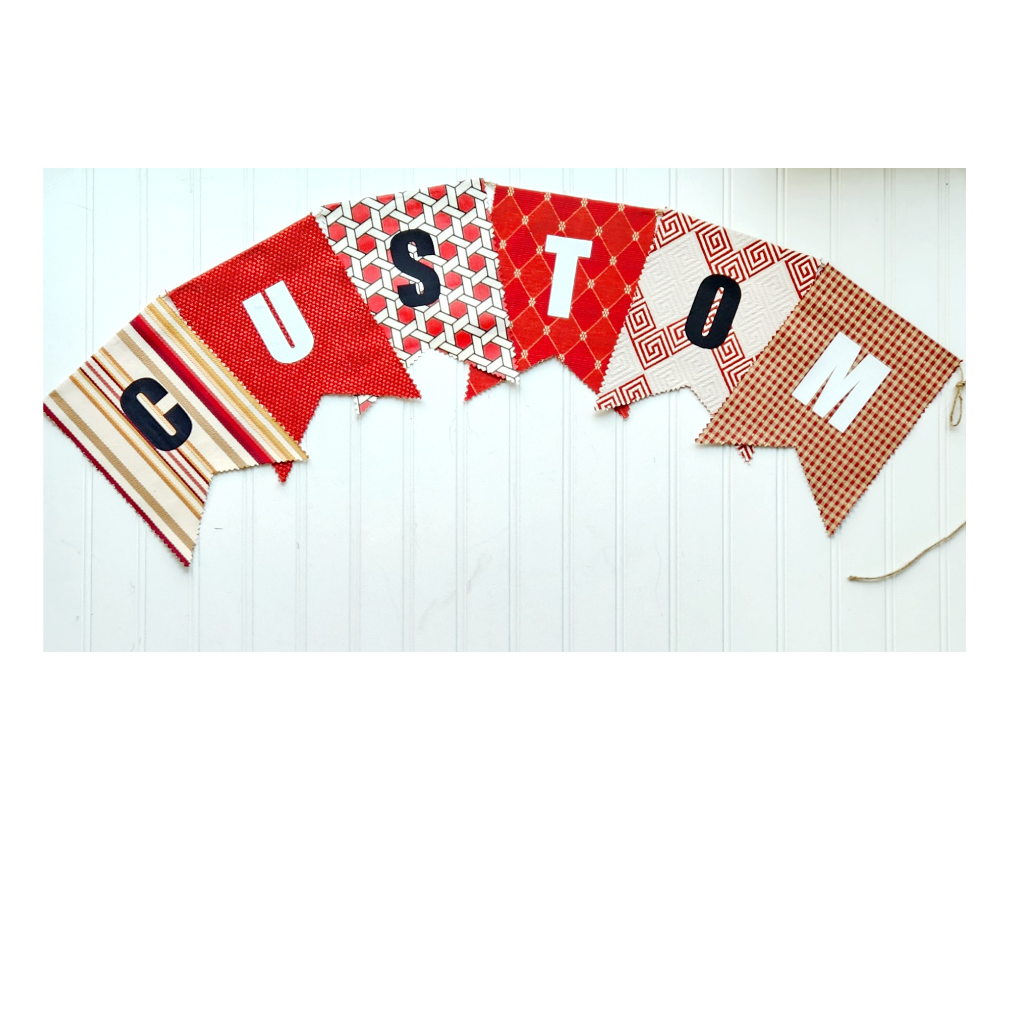 Handcrafted Fabric Red Pattern Banners