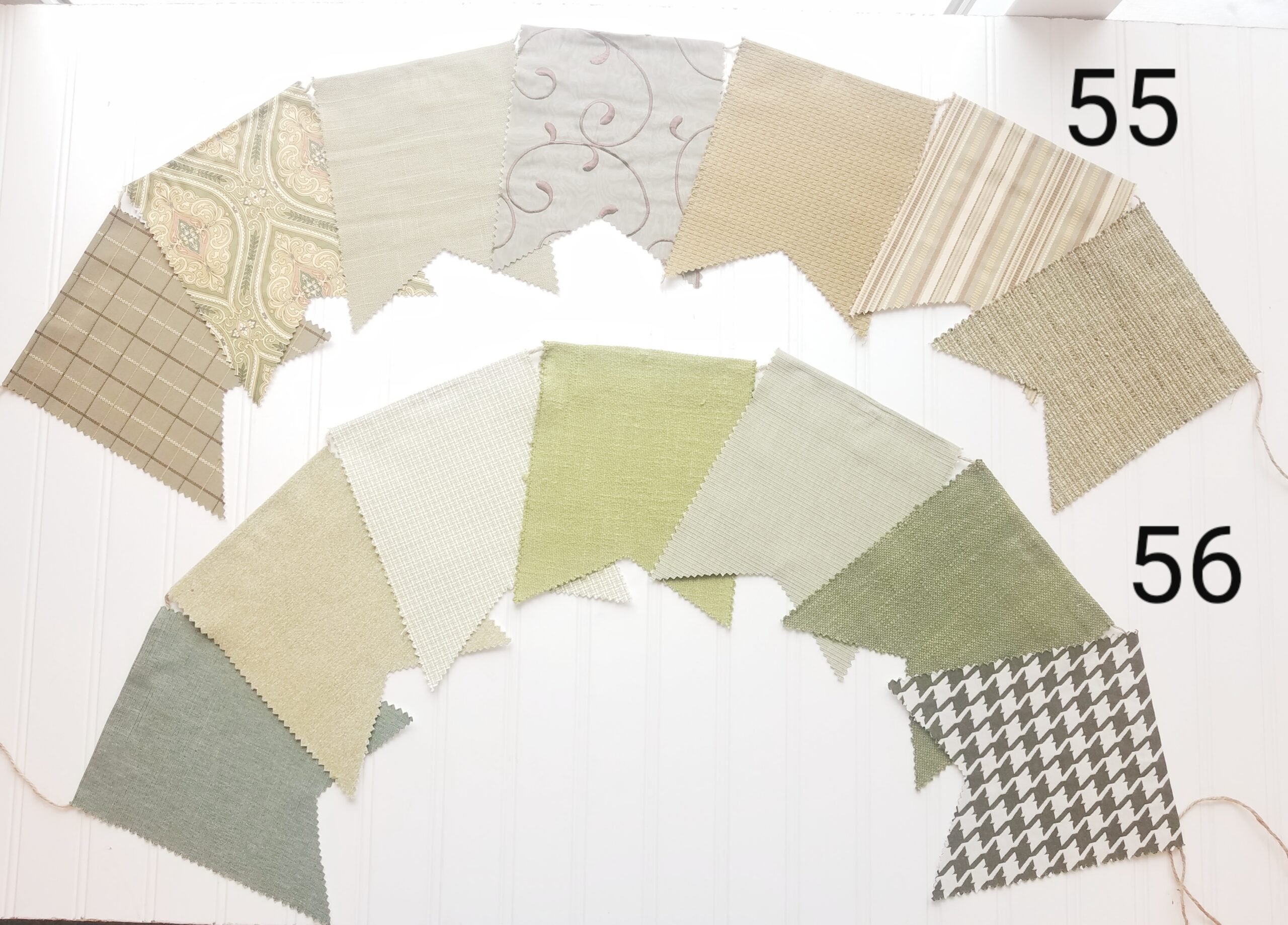 Handcrafted Fabric Green Pattern Banners.