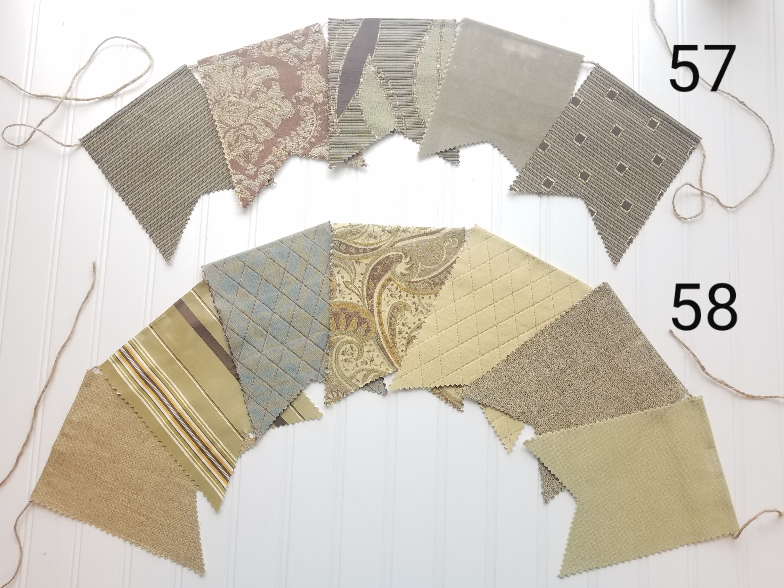 Handcrafted Fabric Green Pattern Banners.