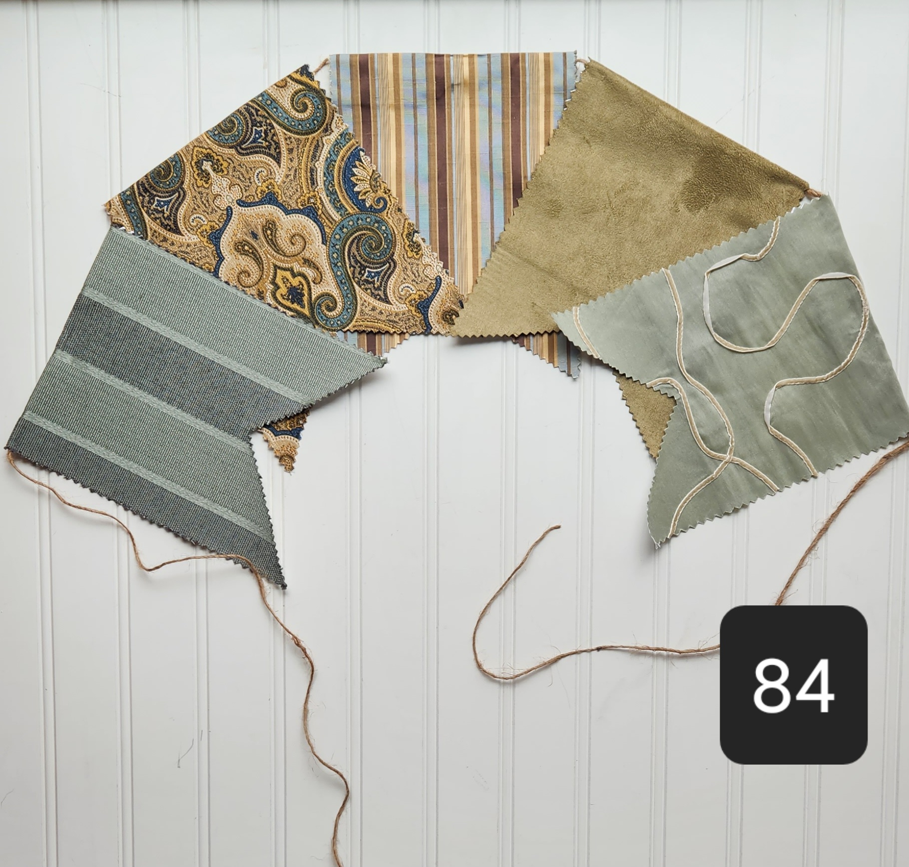 Handcrafted Fabric Green Pattern Banners.