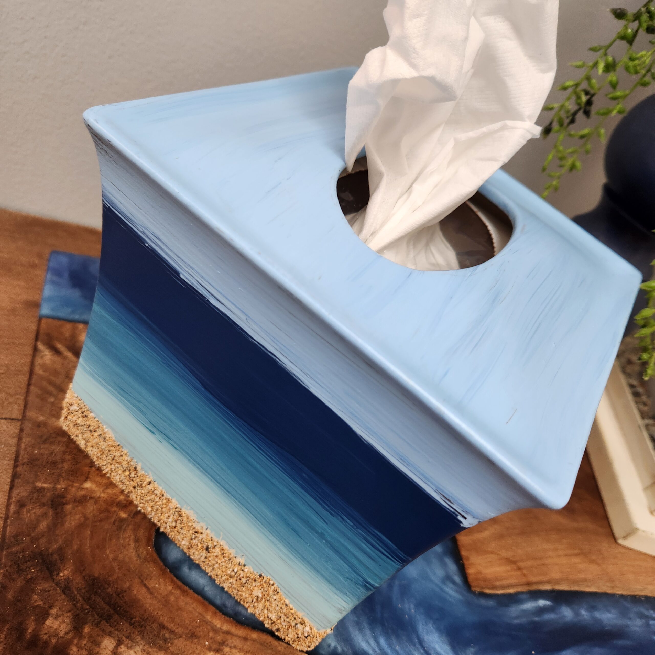 Beach & Water Hand-Painted Tissue Box Cover
